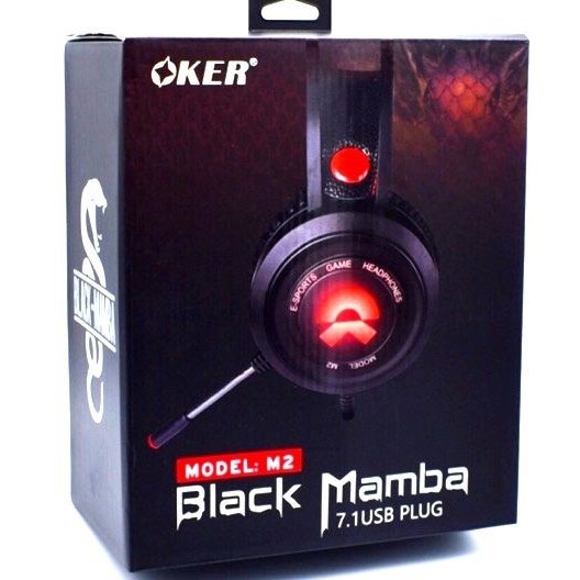หูฟังเกมมิ่ง OKER M2 Black Mamba Gaming Headset 7.1 USB ระบบรอบทิศทาง ...