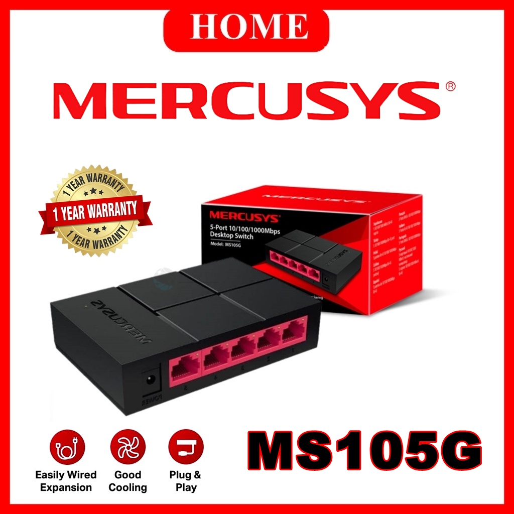 MS105G 5-Port 10/100/1,000 Mbps Desktop Switch ยี่ห้อ Mercusys รับ ...
