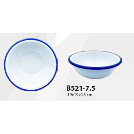 Figure ชามและถาดวินเทจขอบน้ำเงินเลียนแบบจานสังกะสีเคลือบ ขนาด 6,7.5,11 นิ้ว รุ่น B582-6,B521-7.5 ...