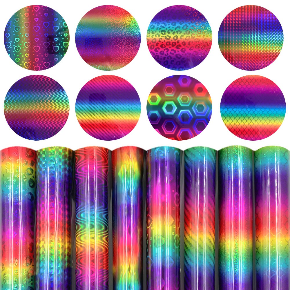Holographic Sparkle Rainbow Gradient กาวในร่มไวนิลสําหรับงานฝีมือ Home ...