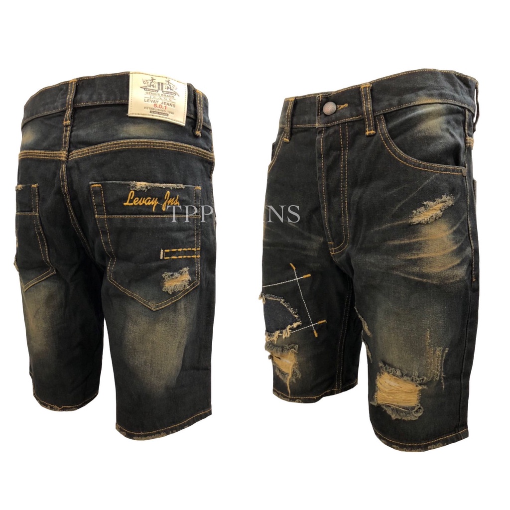 JEANSEXPRESS NB Shorts men Denim กางเกงขาสั้นยีนส์ชายฟอกสนิม ผ้าไม่ยืด ...