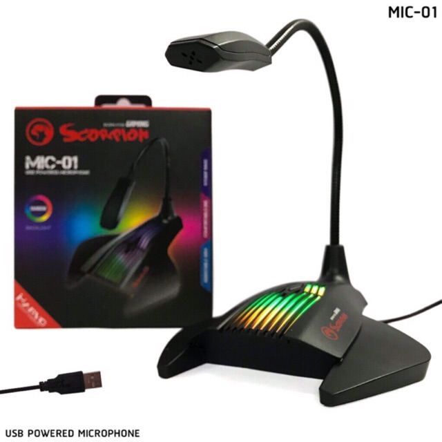 MARVO รุ่น MIC-01 RGB Microphone USB ไมค์ตั้งโต๊ะ | Shopee Thailand
