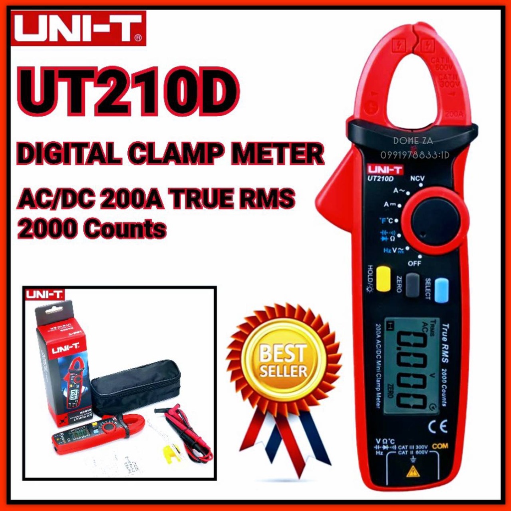 คลิปแอมป์ UNI-T UT210D AC-DC 200A/AC 200A/DC คลิปแอมป์ แคล้มป์มิเตอร์ ...