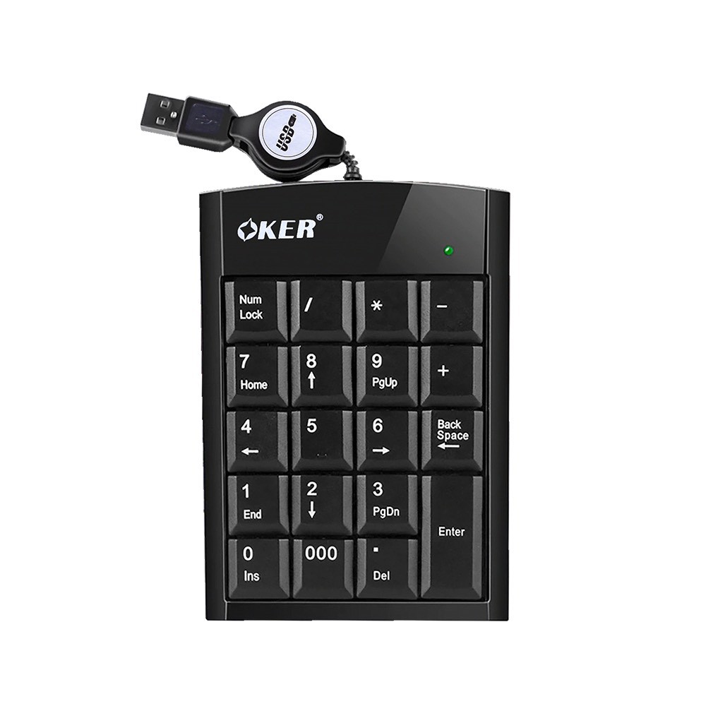 Oker คีย์บอร์ดแป้นตัวเลข แบบเก็บสาย SUPER SLIM MINI KEYPAD OKER KP-2017 ...