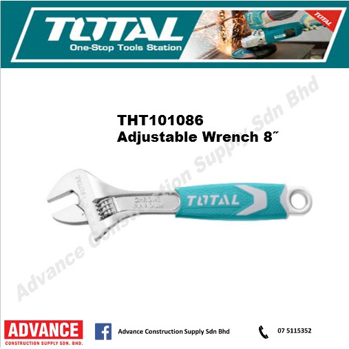 Total เครื่องมือช่าง ประแจ ปรับได้ 200 มม. (8 นิ้ว) THT101086 | Shopee ...
