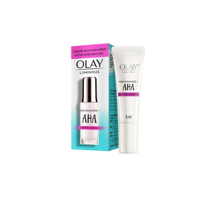 OLAY LUMINOUS MIACINAMIDE + AHA SUPER SERUM 6ml. (02270) โอเลย์ ลูมินัส ไนอะซินาไมด์ + AHA ...