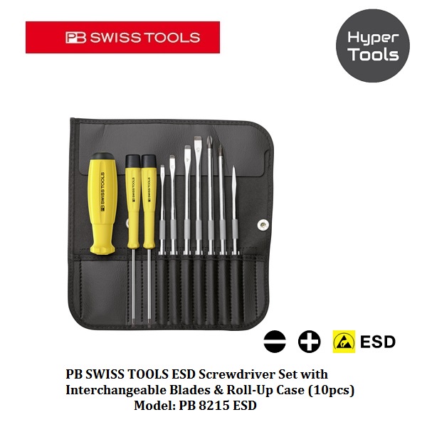 Pb SWISS TOOLS ชุดไขควง ESD พร้อมใบมีดและเคสม้วนได้ (10 ชิ้น) - รุ่น: PB 8215 ESD | Shopee Thailand