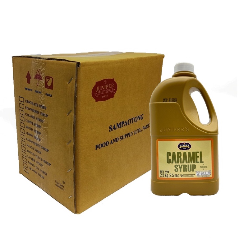 ยกลังJuniper Caramel Syrup 2.5 KG. (จูนิเปอร์ คาราเมล ไซรัป 2.5 กิโลกรัม)**จำกัดการซื้อ 1 ลัง ...
