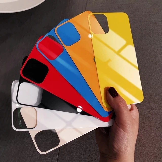 for iPhone 12 Mini 11 Pro Max Colorful Mirror Back Rear Tempered Glass ...