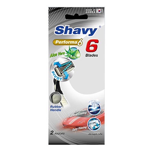 Shavy Performa 6 / เชฟวี่ มีดโกน 6 ใบมีด 2ด้าม/ห่อ | Shopee Thailand