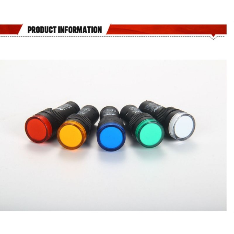 Pilot lamp 12V AC/DC หลอดไฟหน้าตู้ขนาด16มิลและ22มิล (จัดส่งทันที ...