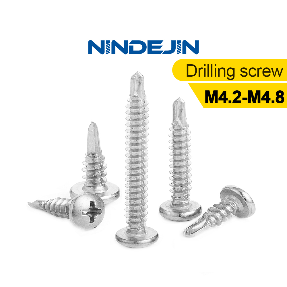 Nindejin สกรูหัวกลม สเตนเลส 410 M4.2 M4.8 สําหรับแผ่นโลหะ 30 ชิ้น | Shopee Thailand