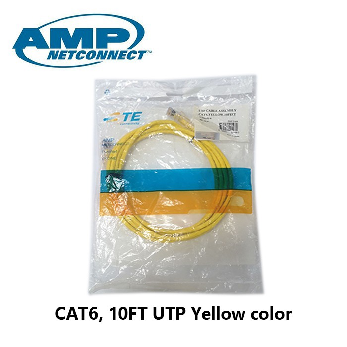 สายแลน Patch Cord, Cat.6, 10Ft.,Yellow ยี่ห้อ AMP-Netconnect | Shopee ...