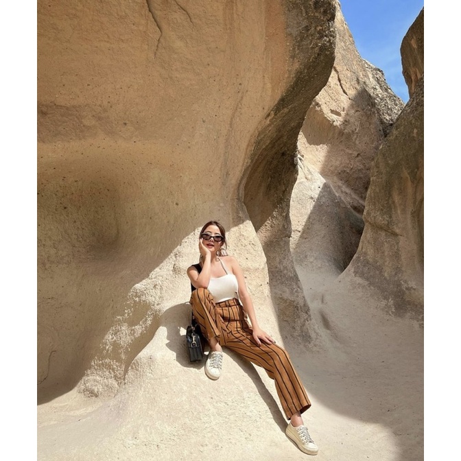 MERFY WHITE BROWN JUMPSUIT | Shopee Thailand