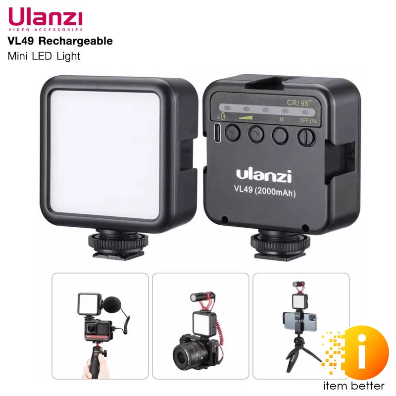 ULANZI VL49 สีดำ Mini LED Video Light ไฟ LED ขนาดพกพา มาพร้อมแบตเตอรี่ ...