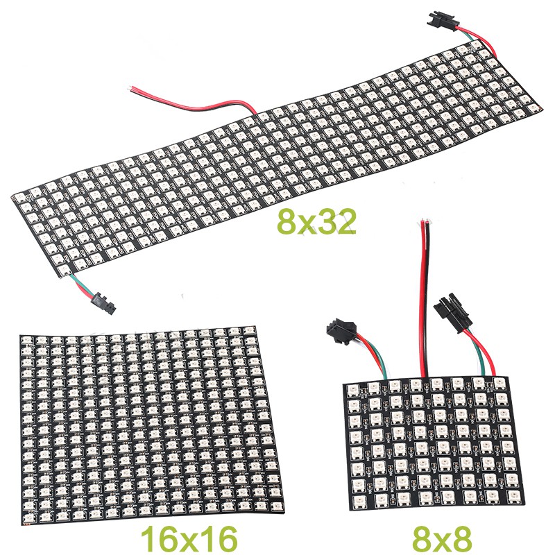 DC5V 8*8/16*16/8*32 ซม.พิกเซล WS2812B LED แผงสีเต็มรูปแบบดิจิตอล RGB ...