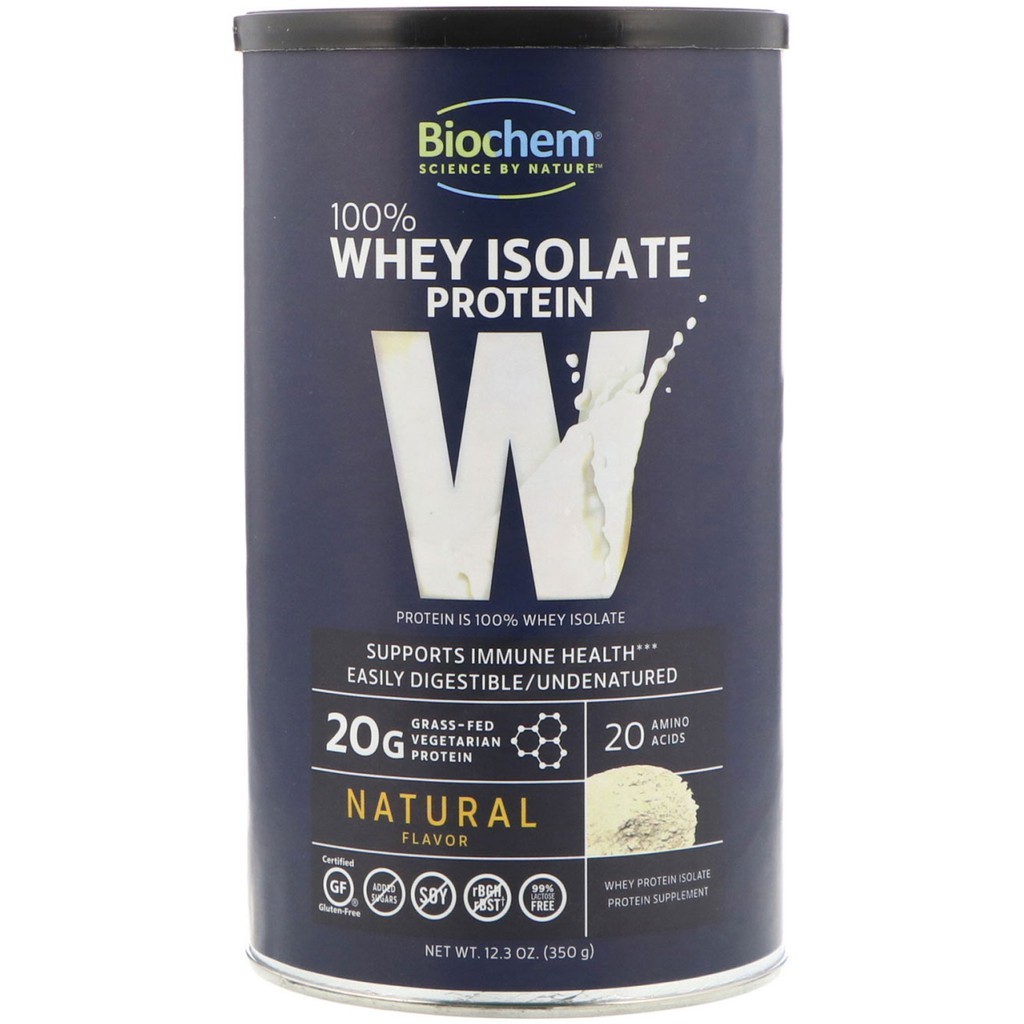 Biochem, 100% Whey Isolate Protein, Natural Flavor, 12.3 oz (350 g ...