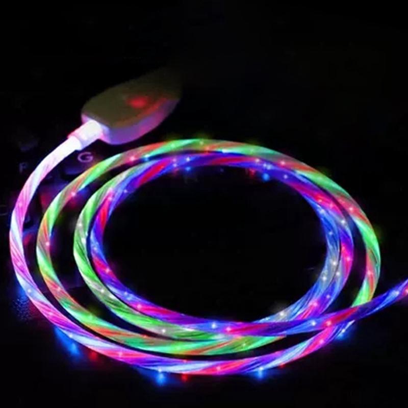 ยูนิเวอร์แซส่องสว่าง 3 ใน 1 สาย USB ไหลสภาพแวดล้อมไฟ LED สายชาร์จ 3in1 ...