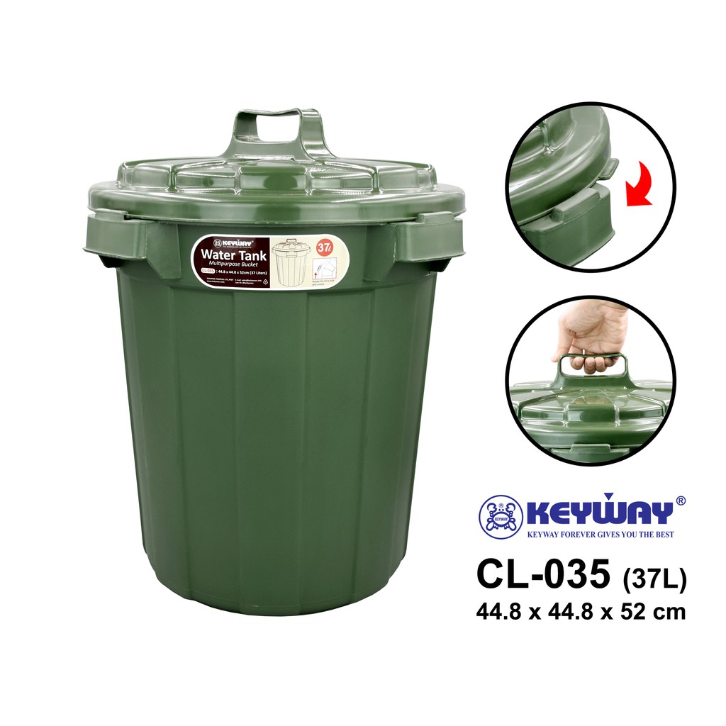 ถังขยะมีฝาปิด ถังน้ำพลาสติกมีฝาปิด ขนาด 37L KEYWAY รุ่น CL-035 | Shopee Thailand