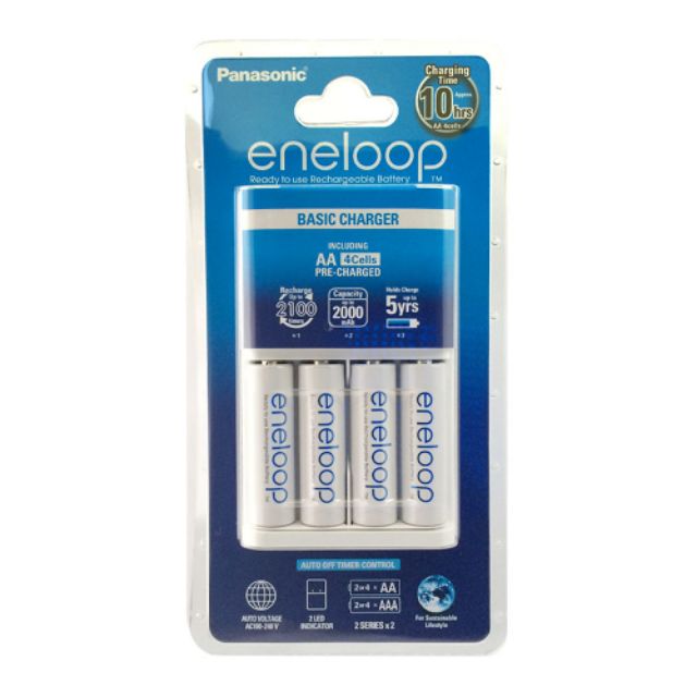 Eneloop Panasonic Basic Charger เครื่องชาร์จแบตเตอรี่พร้อมถ่าน AA 4 ...