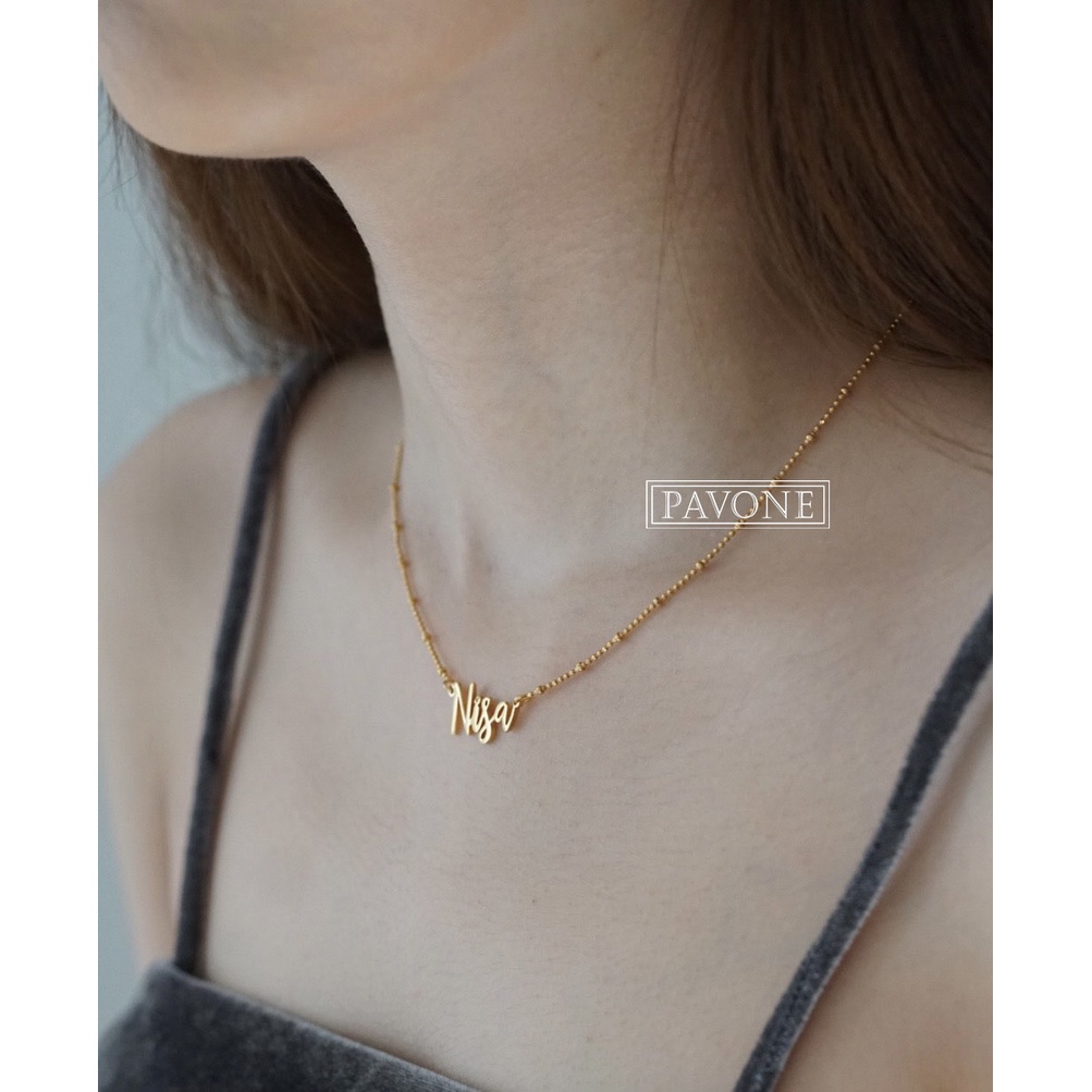 Pavone Jewelry สร้อยคอชื่อ เงินแท้ สร้อยตัวอักษรชื่อ เลือกชุบทอง18k ...