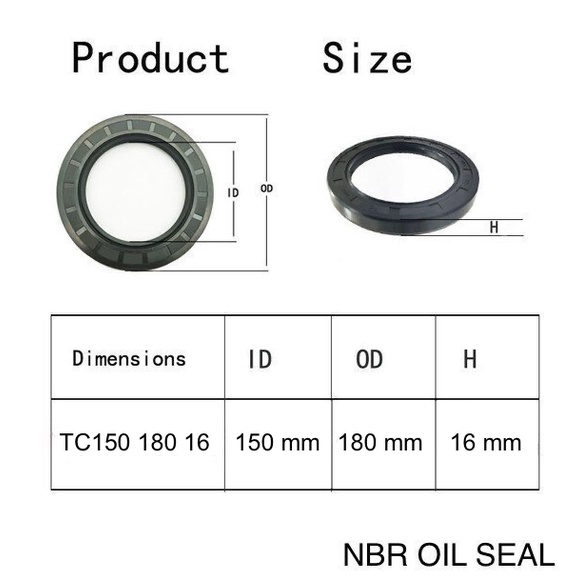 TC150 180 16 ( 150 x 180 x 16 mm.) NBR Oil Seal ซีลน้ำมัน สีดำ | Shopee ...