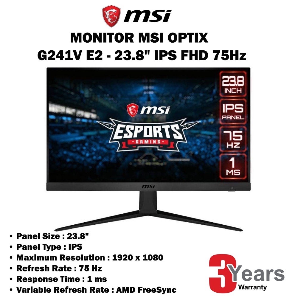 MONITOR MSI (จอมอนิเตอร์)Optix-G241V-E2 23.8"IPS | Shopee Thailand