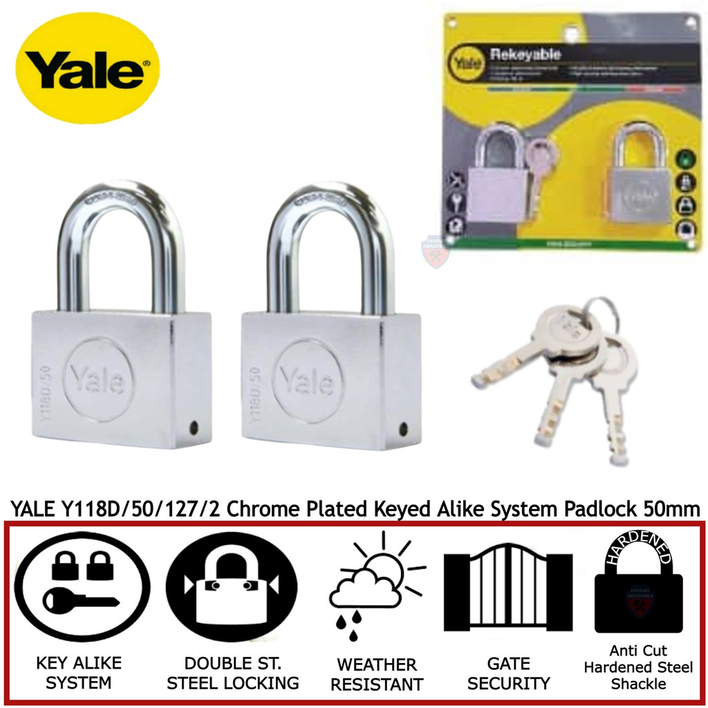 Yale Y118D/50/127/2 กุญแจระบบชุบโครเมี่ยม 50 มม. 2 ชิ้น | Shopee Thailand
