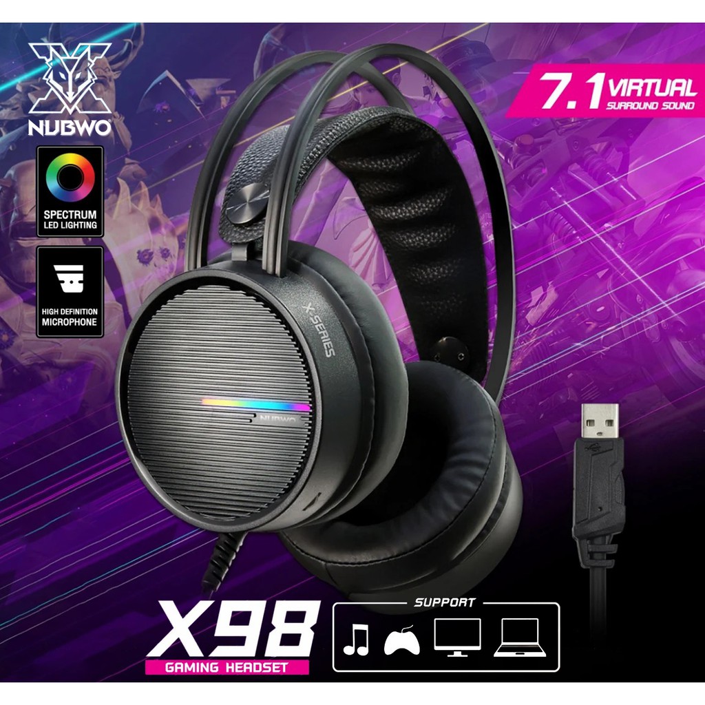 หูฟังเกมมิ่ง 7.1 NUBWO X98 หูฟังคอม Gaming headset USB Surround 7.1 รับ ...