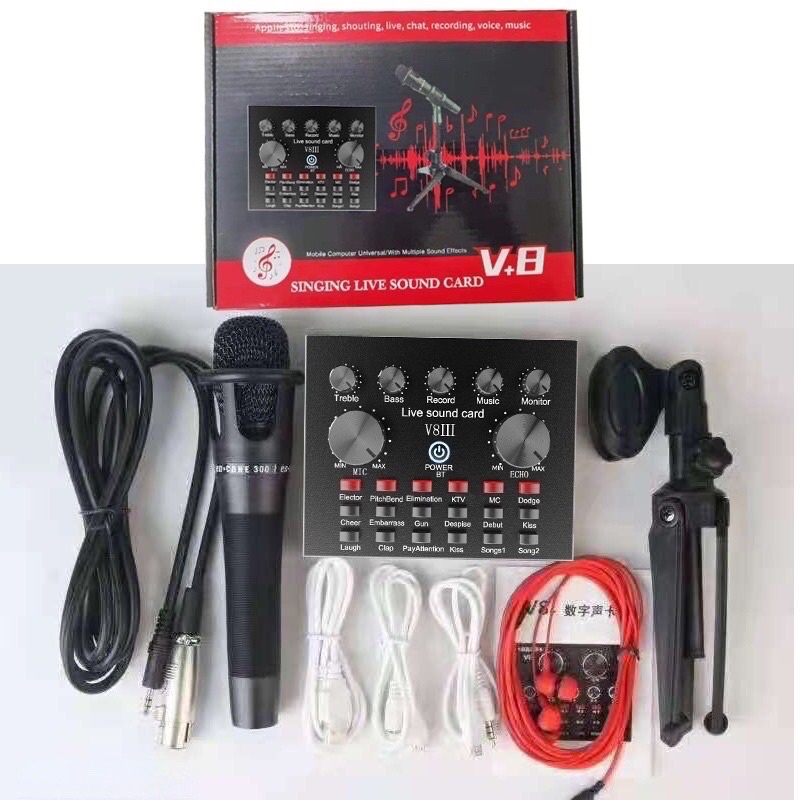 พร้อมจัดส่ง!!⚡️ซาว์นการ์ดแปลงสัญญาณเสียง V8 Live Stream audio interface ...