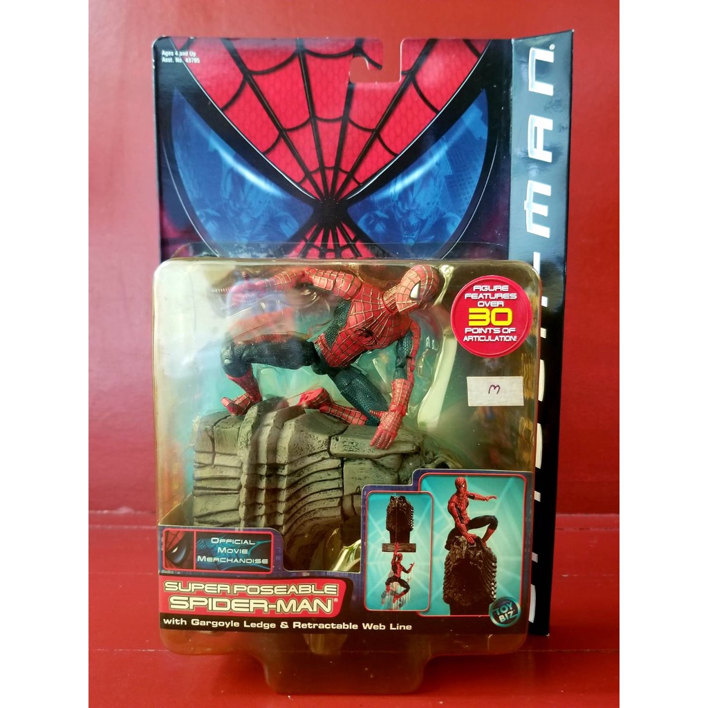 [ULTRA RARE] TOY BIZ 2002 SUPER POSEABLE SPIDER-MAN with GARGOYLE LEDGE ...