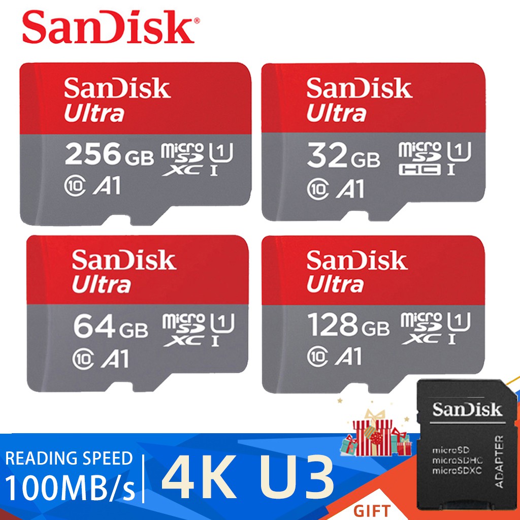 การ์ดหน่วยความจํา Microsd 32 64 128 256GB CLASS 100Mbps พร้อมอะแดปเตอร์ ...
