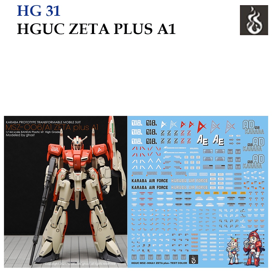 ดีคอลน้ำ [Ghost] HG 31 s GHUC ZETA PLUS A1 HG 1/144 (HIQ) Fluorescent WATER DECAL GHG31 GHG 31 ...