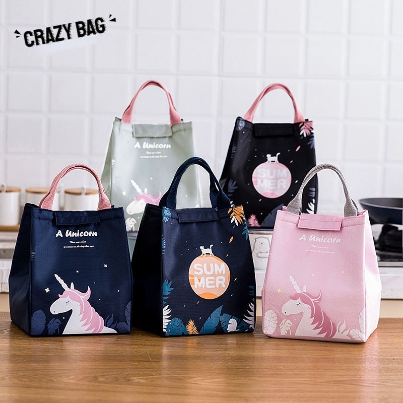 【Crazy Bag】กระเป๋าเก็บกล่องอาหารกลางวัน มีฉนวนกันความร้อน สีพื้น ...