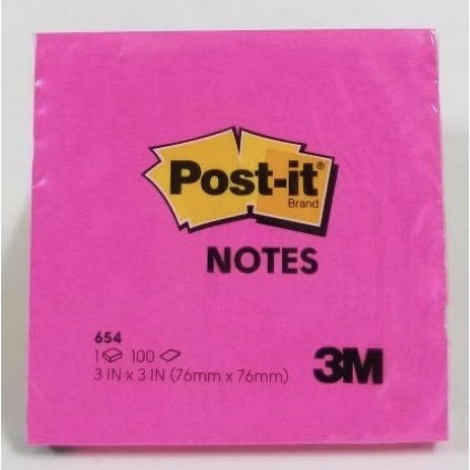 Post it note 3M No.654 ขนาด 3 x 3 นิ้ว กระดาษโน้ต โพสท์-อิท ชนิดมีกาวใน ...