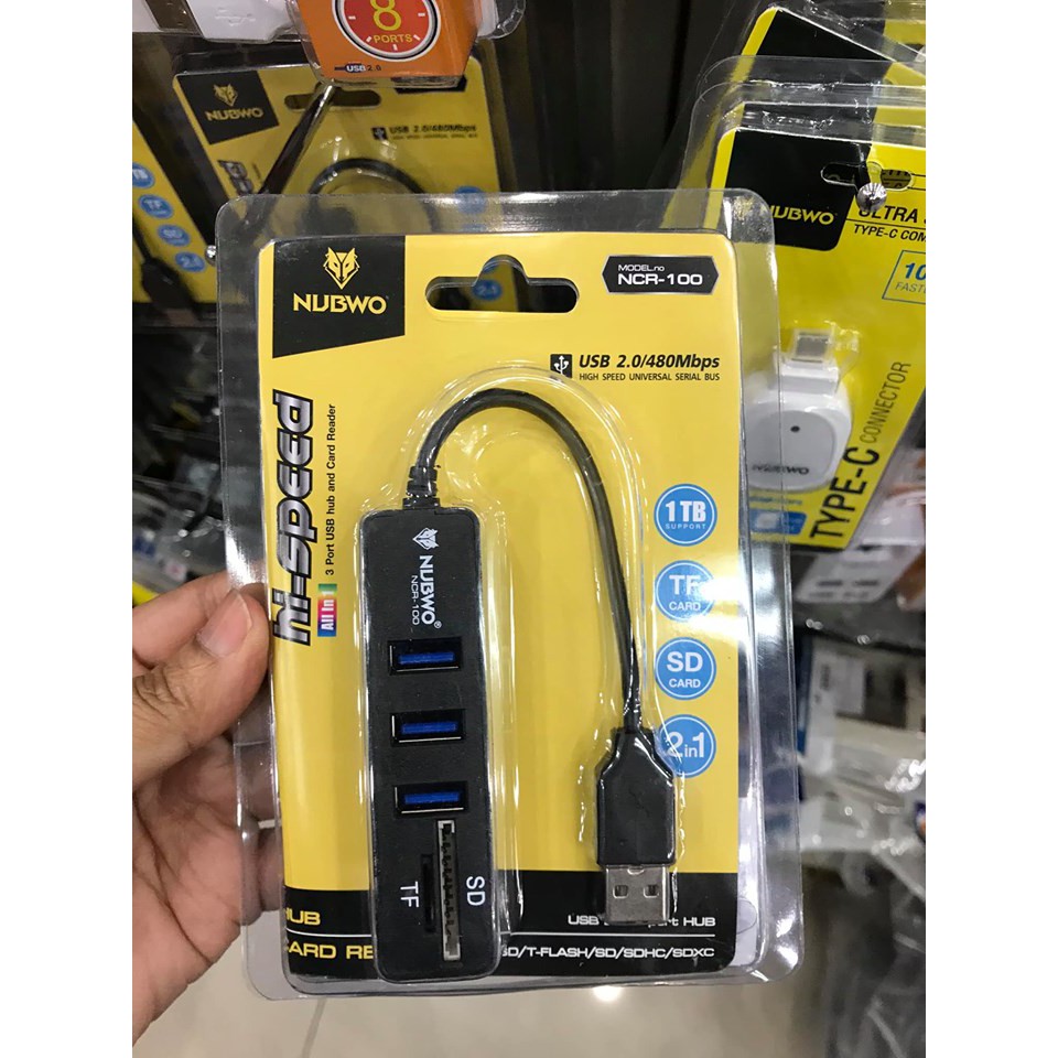 ส่งจากไทย Nubwo NCR-100 3ports USB Hub and Card reader usb 2.0/480Mbps ...