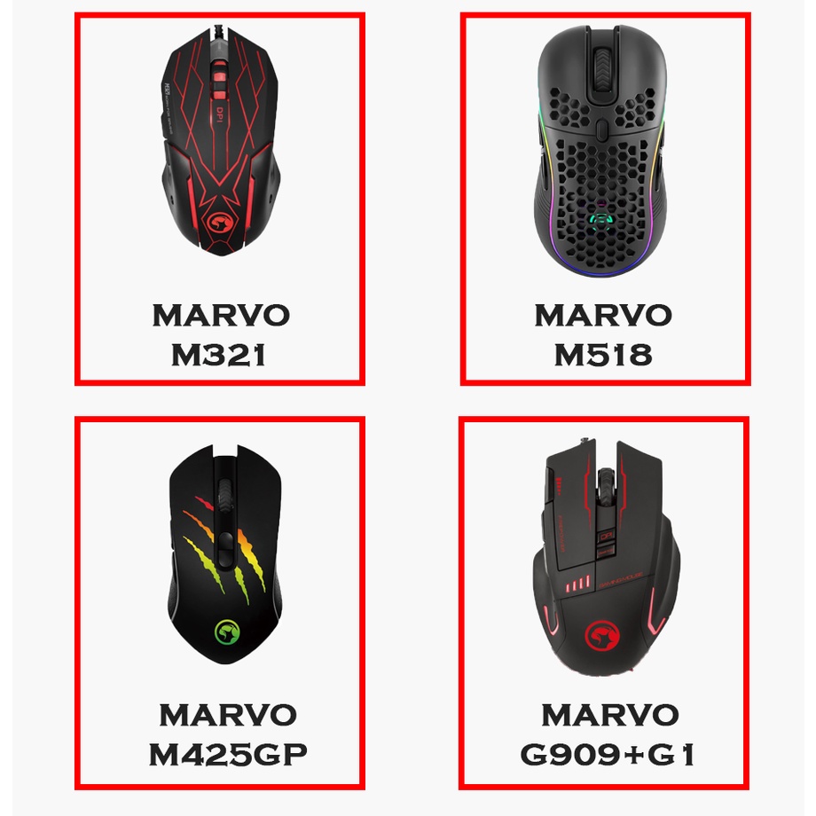 [ประกัน 1 ปี] 🎮Marvo Scorpion M321,M425GP,M518,G909+G1 Gaming Mouse ...