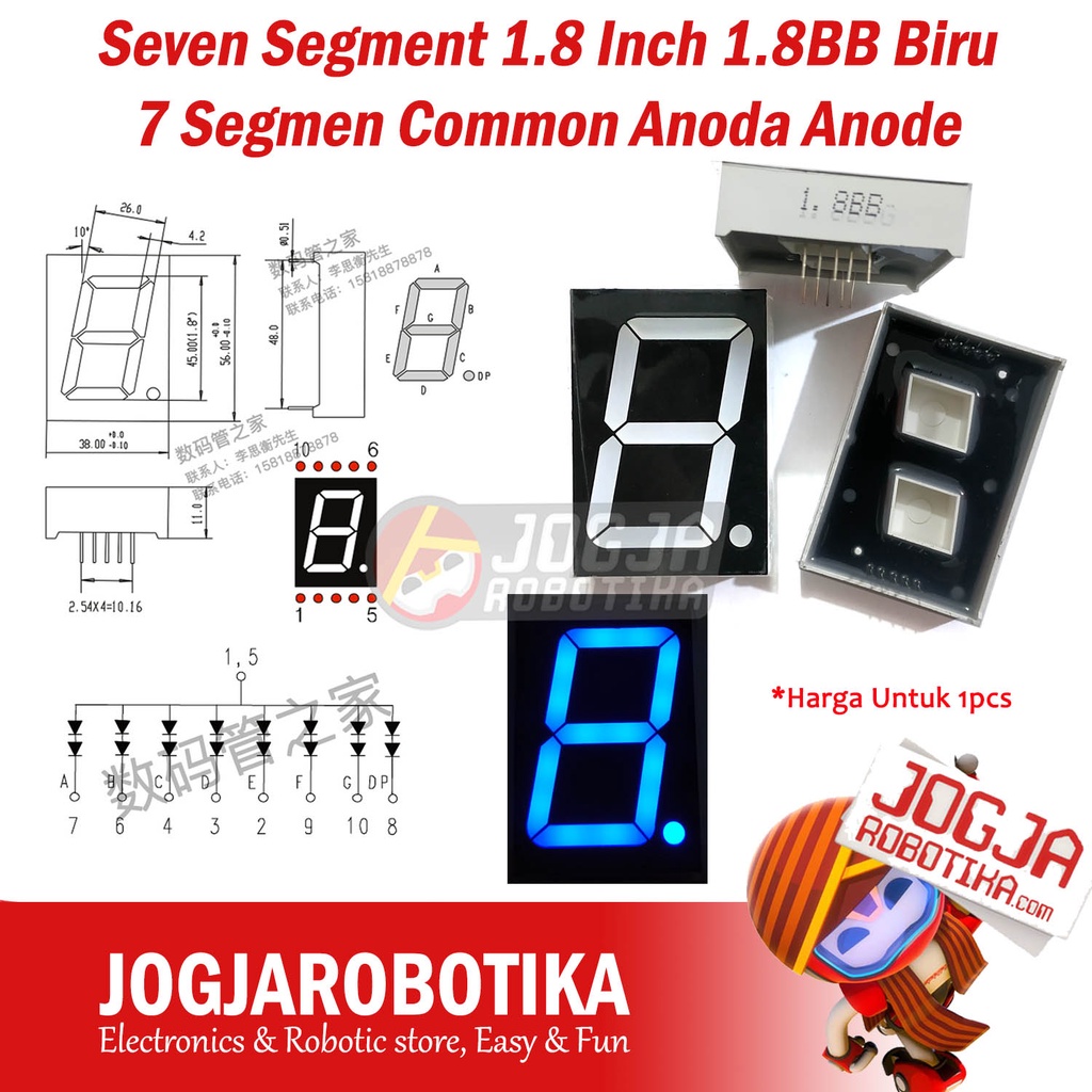 Seven Segments 1.8 นิ้ว 1.8BB Blue 7 Segment Common Anoda Anode ...