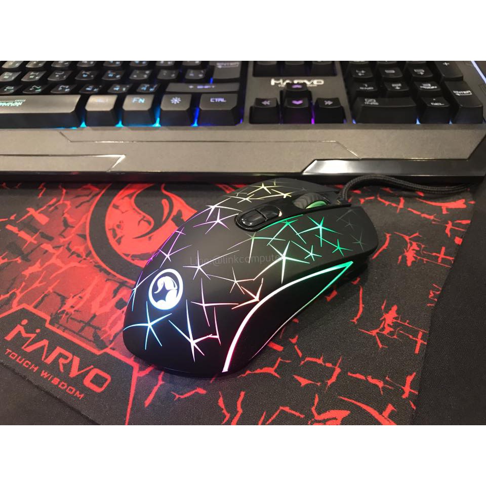MARVO KM413 Gaming Combo คีย์บอร์ด เกมส์มิ่งมีไฟ LED RGB 9 โหมด+เมาส์ ...