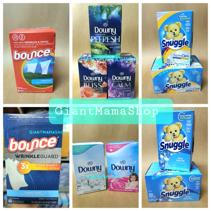 Dryer Sheet แผ่นอบผ้า Downy / Snuggle / Bounce / Gain นำเข้าจาก 🇺🇸 USA ...