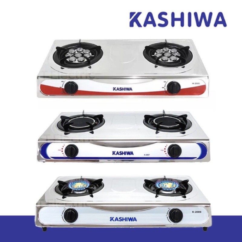 KASHIWA เตาแก๊สหัวคู่หน้าสแตนเลส รุ่น K-2100 หัวคู่อินฟาเรด K-2007 และ หัวคู่เทอร์โบ K-2004 / K ...
