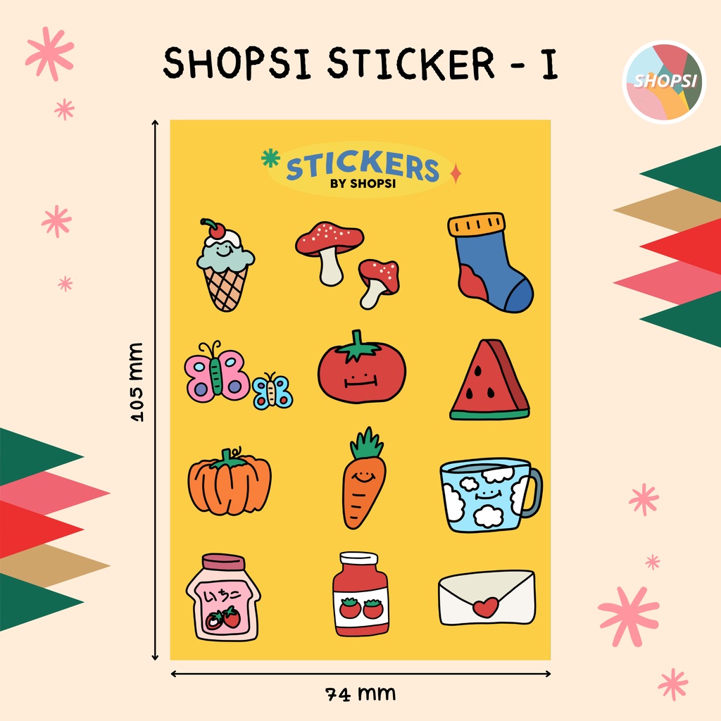 EXCLUSIVE | SHOPSI STICKER V2 สติ๊กเกอร์น่ารัก ลายการ์ตูน ขนาด A7 ผิว ...