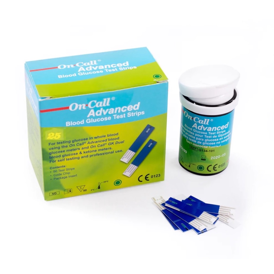 On Call Strip Advanced Blood Glucose Test Strips แผ่นตรวจน้ำตาล แถบวัด ...