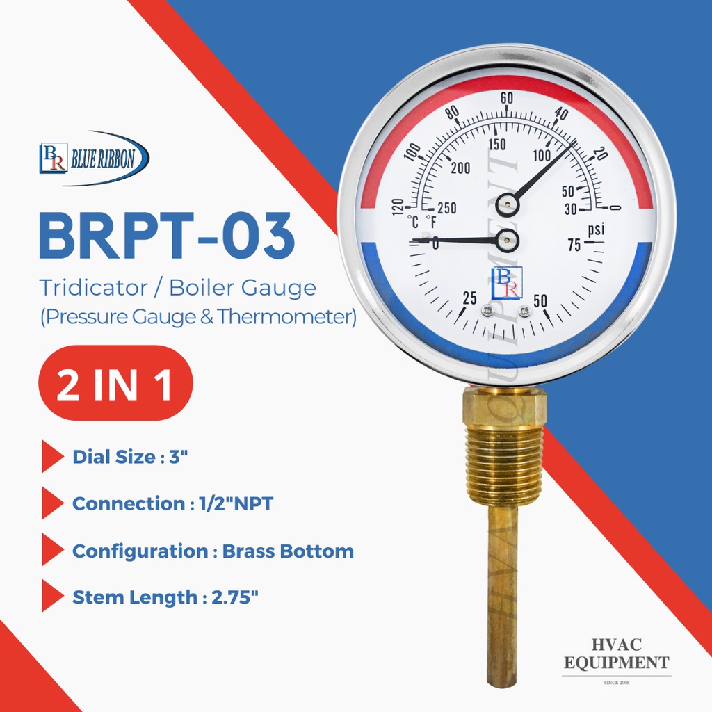 Tridicator/Boiler Gauge เครื่องวัดอุณหภูมิและวัดแรงดันในตัวเดียวกัน ...