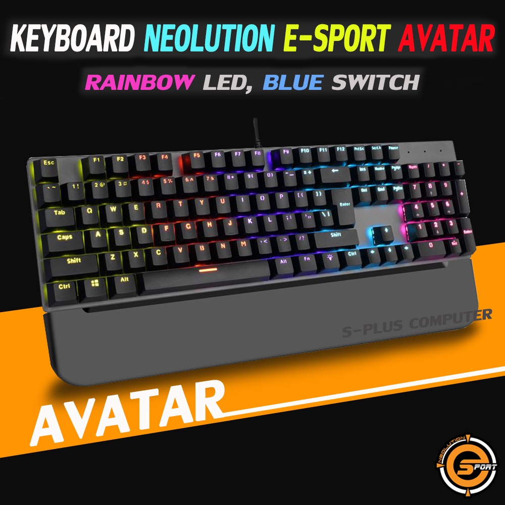 KEYBOARD NEOLUTION E SPORT AVATAR GAMING RAINBOW LED BLUE SWITCH ...