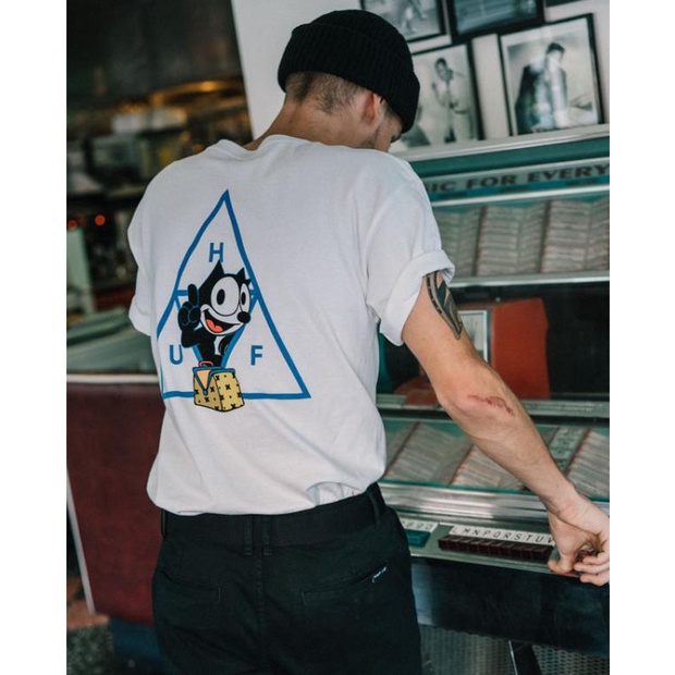 เสื้อยืดแขนสั้น พิมพ์ลาย HUF FELIX TRIPLE TRINGLE Snoopy สําหรับผู้ชาย ...