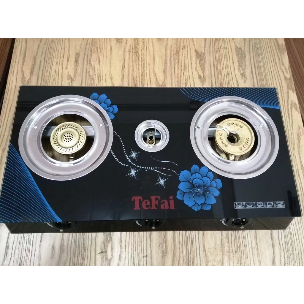 เตาแก๊ส หัวคู่ 3หัว TeFai AW Gas Stove เตาแก๊สหน้ากระจกนิรภัย หัวฟู่ หัวเตาผลิตจากทองเหลือง ทน ...