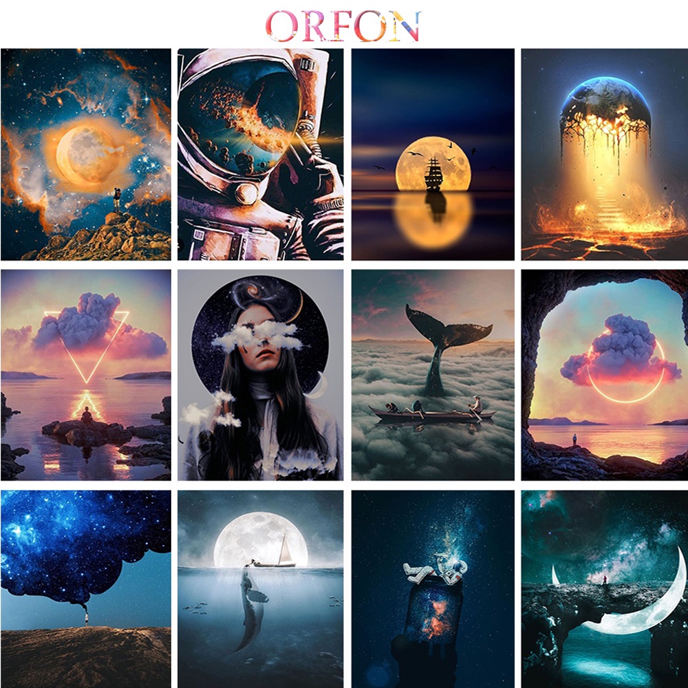 【ORFON】ภาพวาดสีน้ํานม ตามตัวเลข รูปอวกาศกาแล็กซี่ 40x50 ซม. สําหรับตกแต่งบ้าน DIY | Shopee Thailand