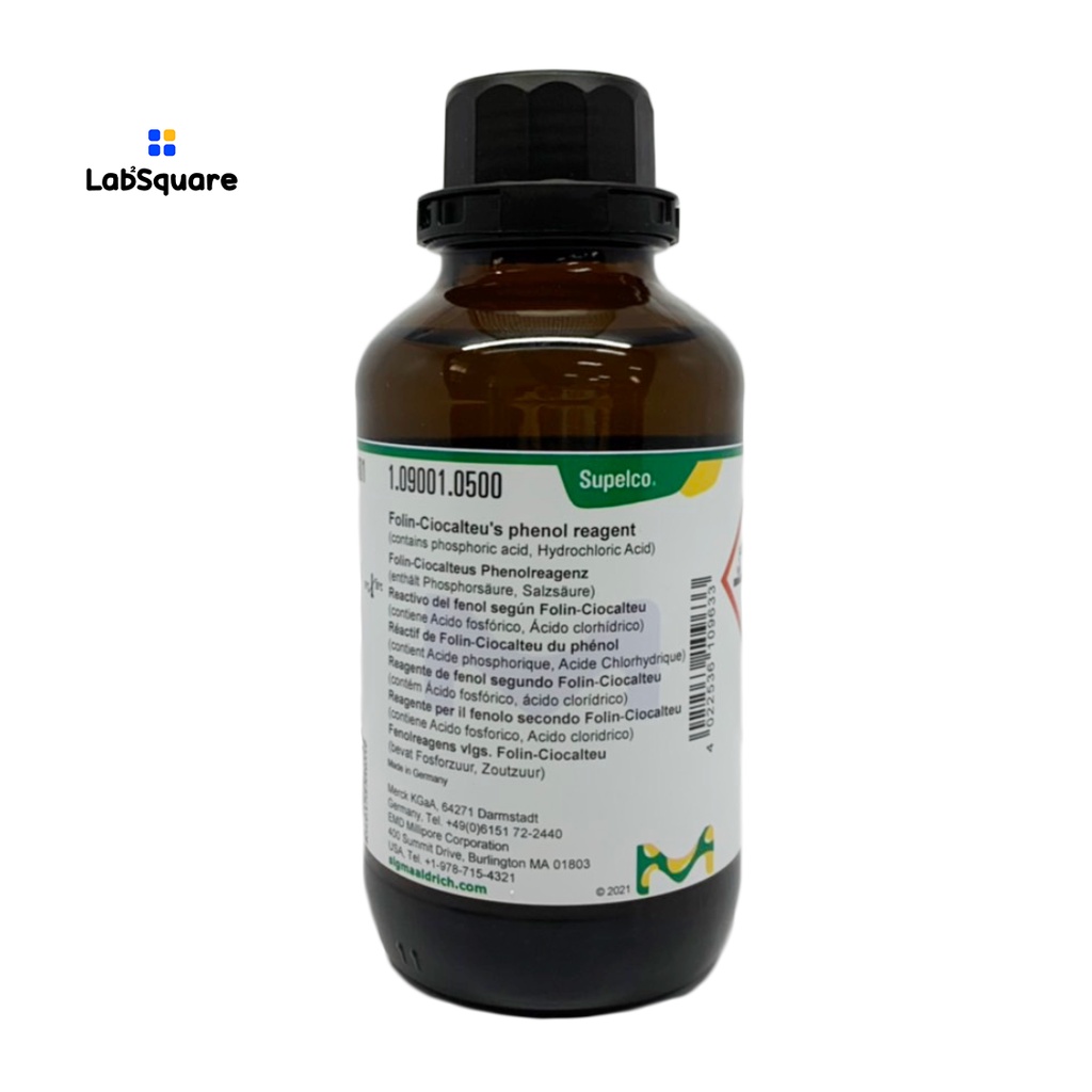Folin-Ciocalteu's phenol reagent 109001, 500ml. ยี่ห้อ Merck, รีเอเจน ...