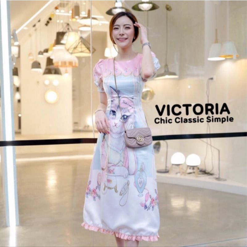 เดรสน้องแมว งานป้าย victoria | Shopee Thailand